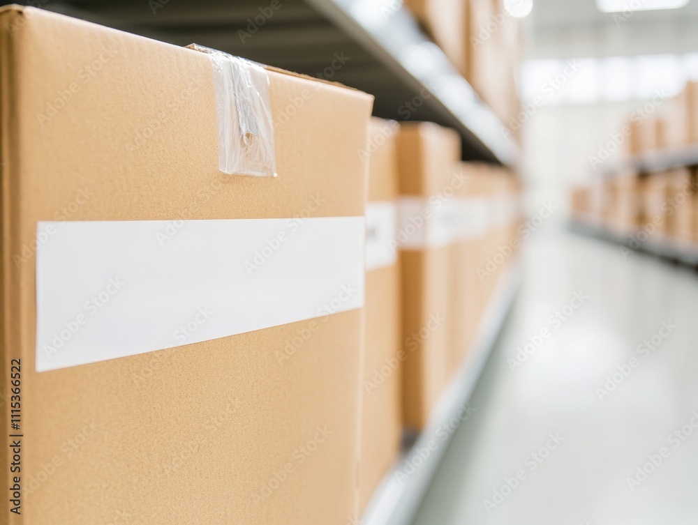 Warehouse Inventory Management System - Cardboard Boxes on Shelves in ...