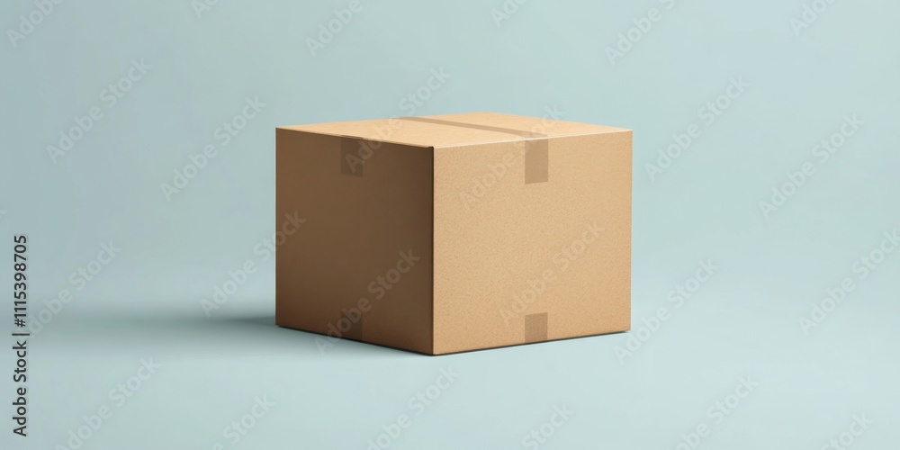 Cubic box mockup featuring a realistic brown carton package designed to ...
