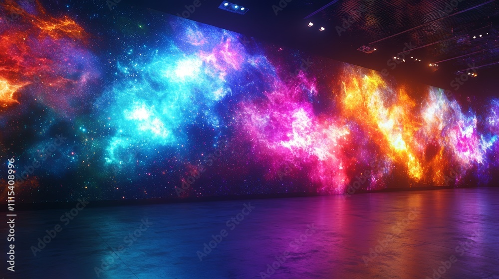 Vivid Cosmic Display on Multicolor Nebula With Starry Background in ...