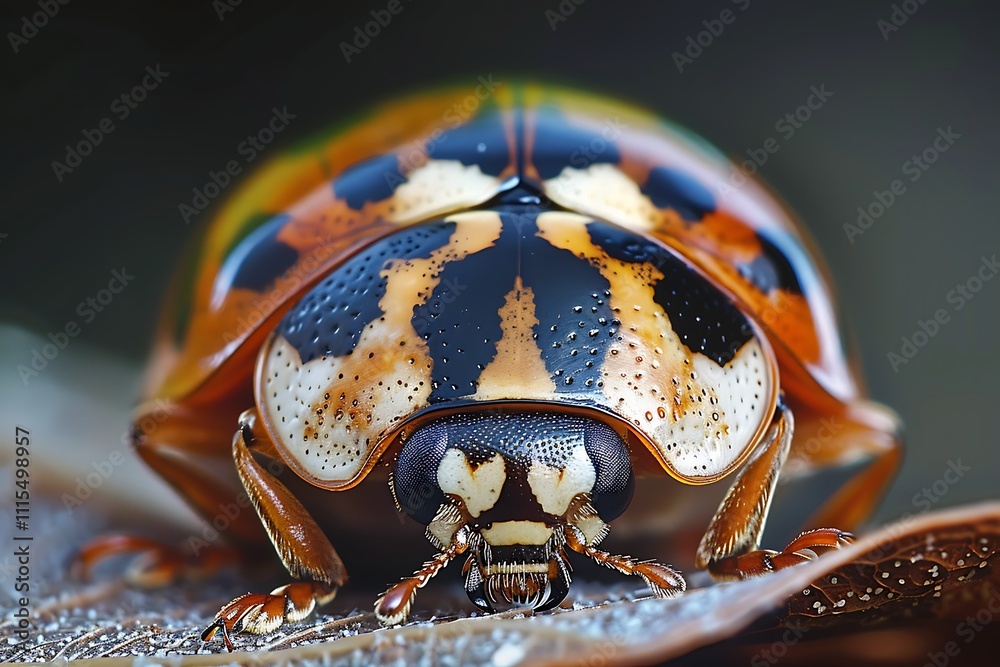 Extreme closeup reveals intricate details of a ladybugs elytra. Vibrant ...