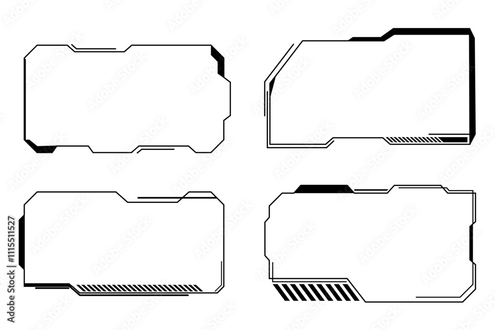 Futuristic HUD frames, borders text box game menu ui panel. Line tech ...