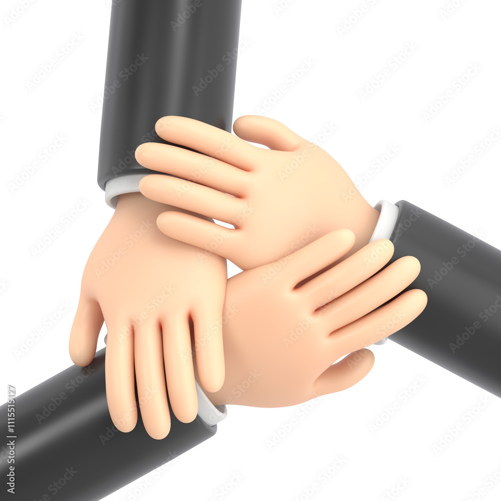 Transparent Backgrounds Mock-up.Three human join hands together ...