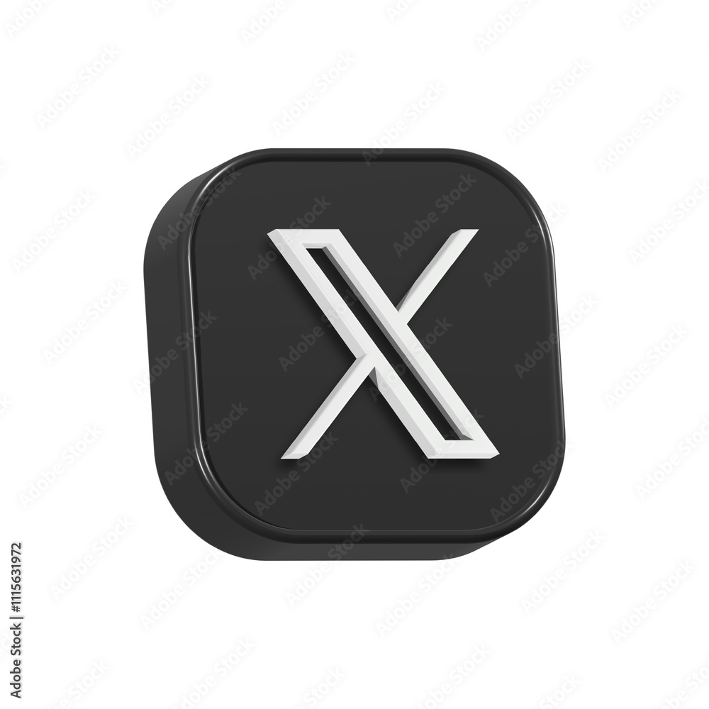 twitter x new logo icon 3d black color app web Stock Photo | Adobe Stock