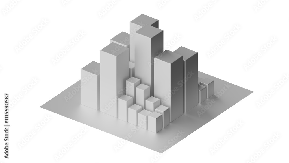 This 3D model showcases a vibrant city skyline with unique geometric ...