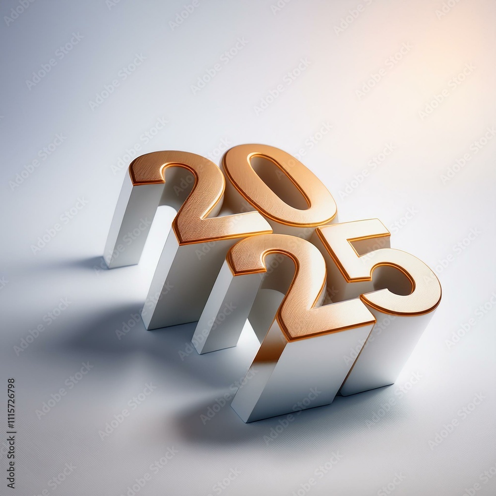 2025 3d text New Year gold realistic rendering celebration AI Image Stock Illustration | Adobe Stock