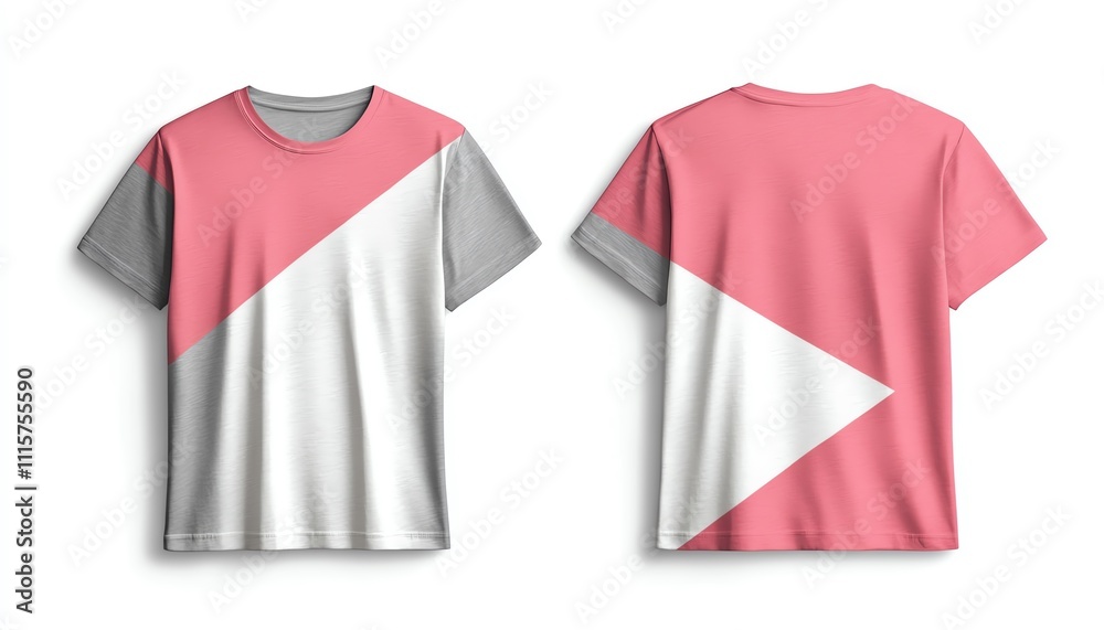 Showcase of front and back view mockup t-shirt in raspberry color for ...