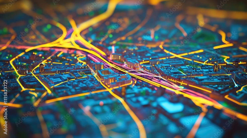 A detailed street map of Paris with vibrant colors and clear paths ...