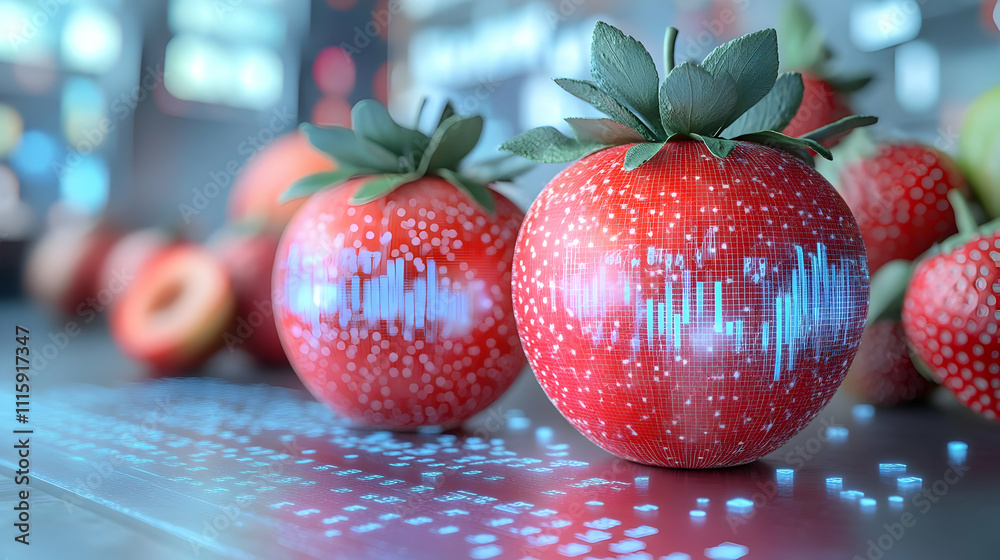 3D Fruit Financial Forecasting concept as Two forward looking fruits ...