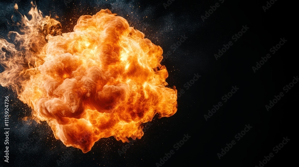 Showcasing an intense burst of fire and energy, this image highlights ...