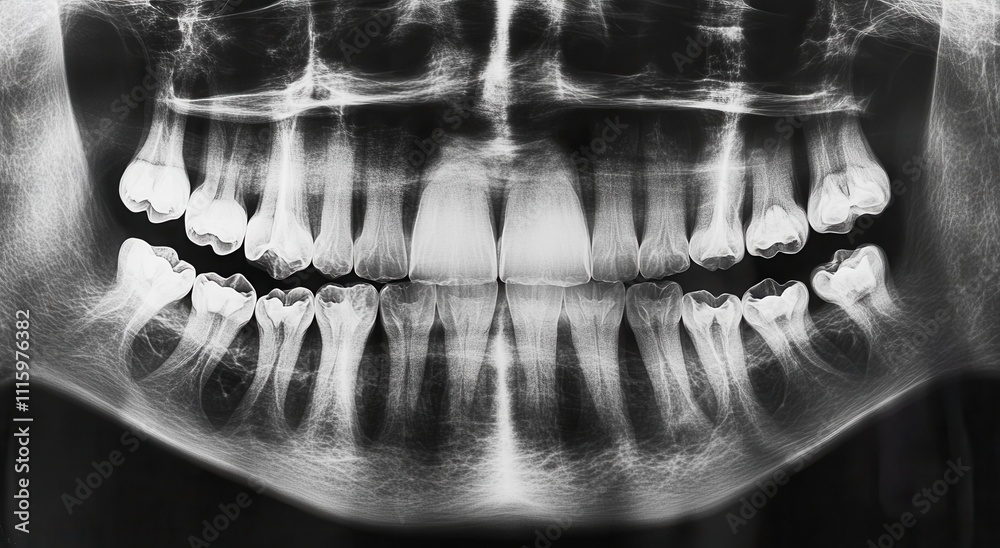 Detailed Radiographic Image of Human Mandibular and Maxillary Teeth ...