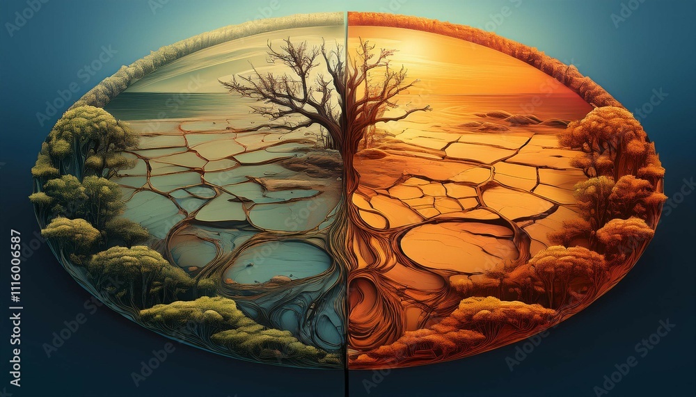 arid vs verdant a stark visual metaphor depicting the contrast between ...