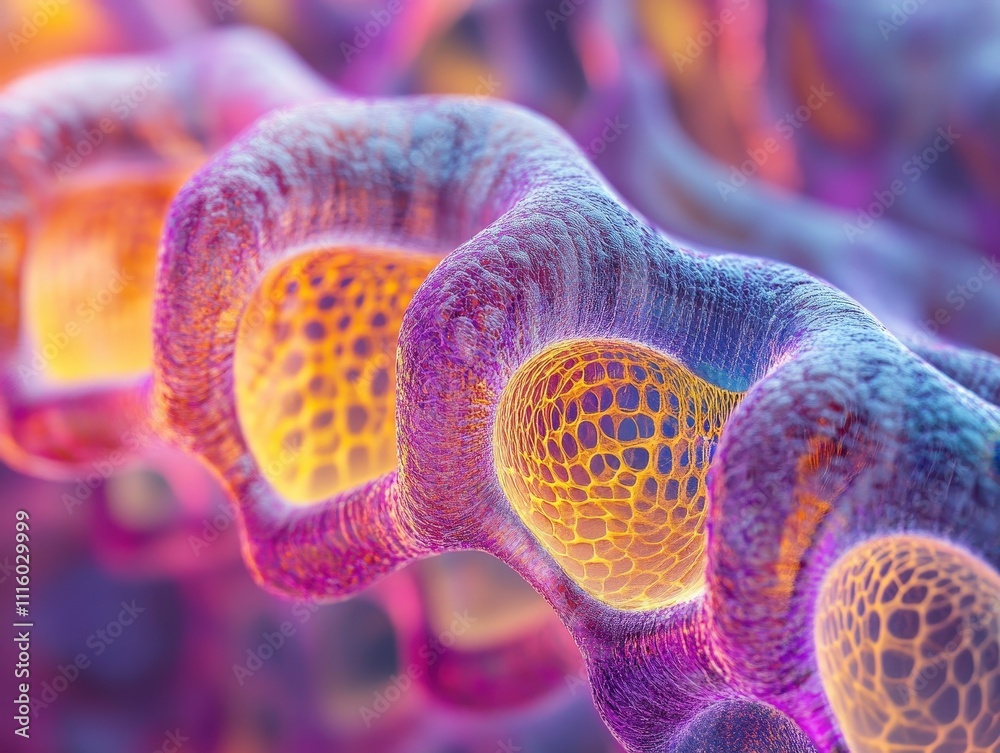 A close-up microscopic material structure visualization, captured ...