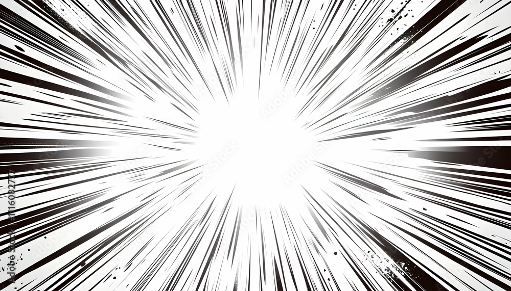 Abstract radial lines background, black and white speed lines design ...