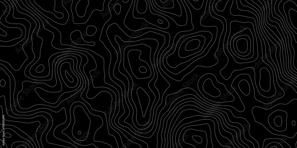 Black background topography contour map with black curve lines. luxury ...