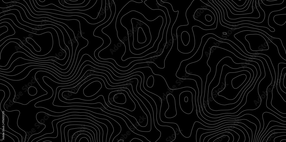 Black background topography contour map with black curve lines. luxury ...