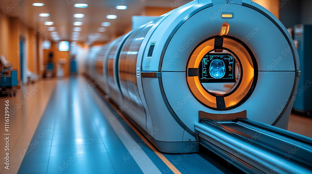 futuristic medical imaging room featuring advanced AI technology ...