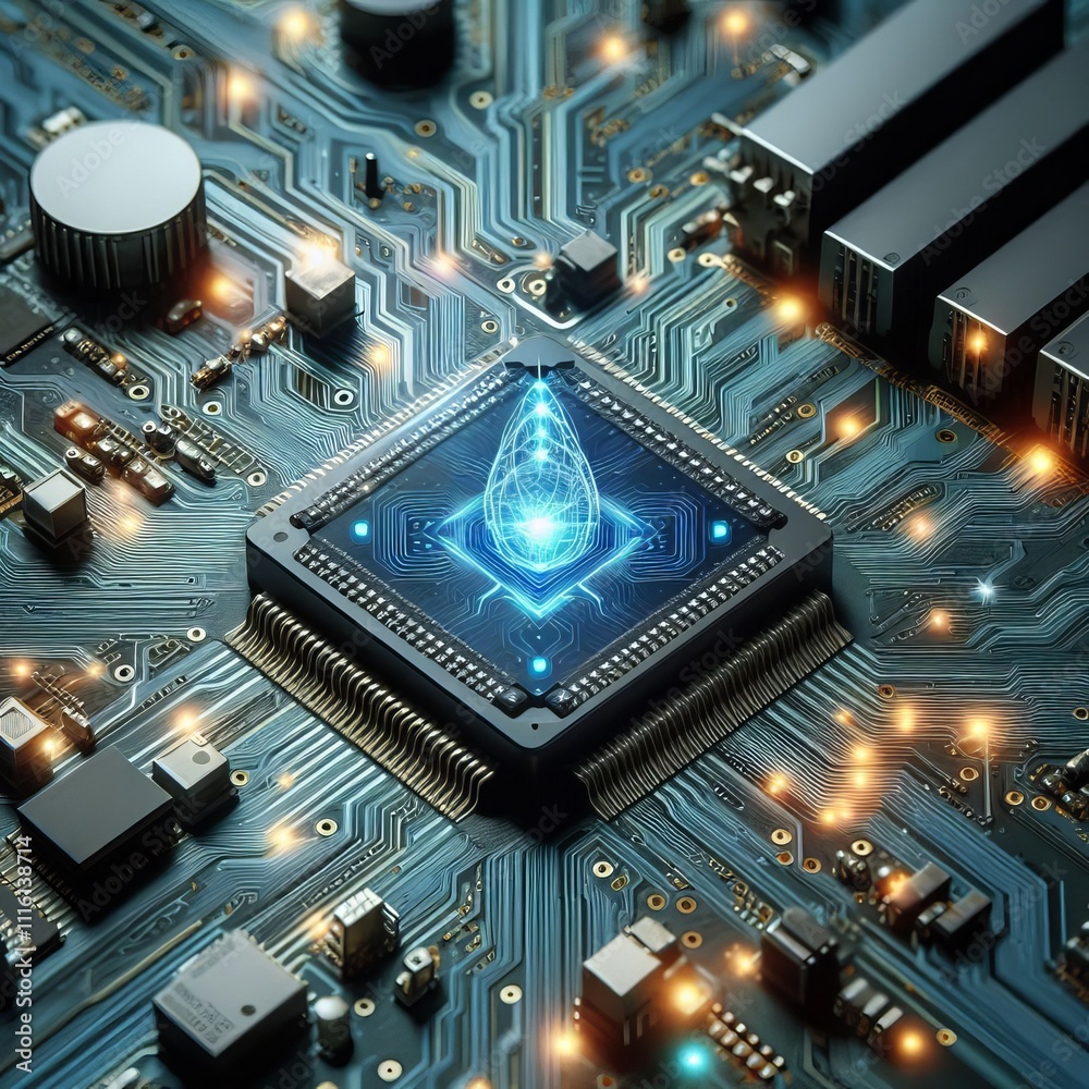 Artificial Intelligence AI Chip An AI chip with machine learning Stock ...