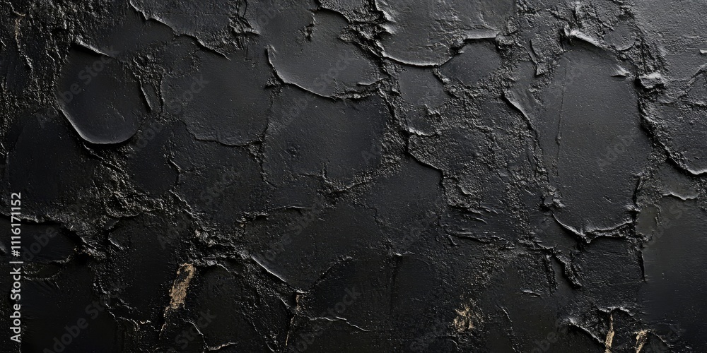 Textured black paint creates a grungy wall backdrop, providing a rough ...