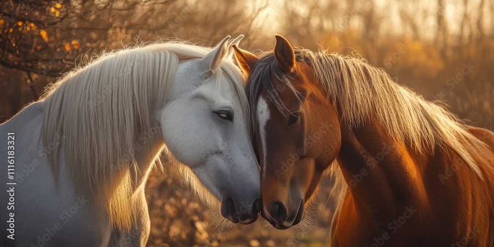 Captivating image showcasing two horses cherishing one anothers ...