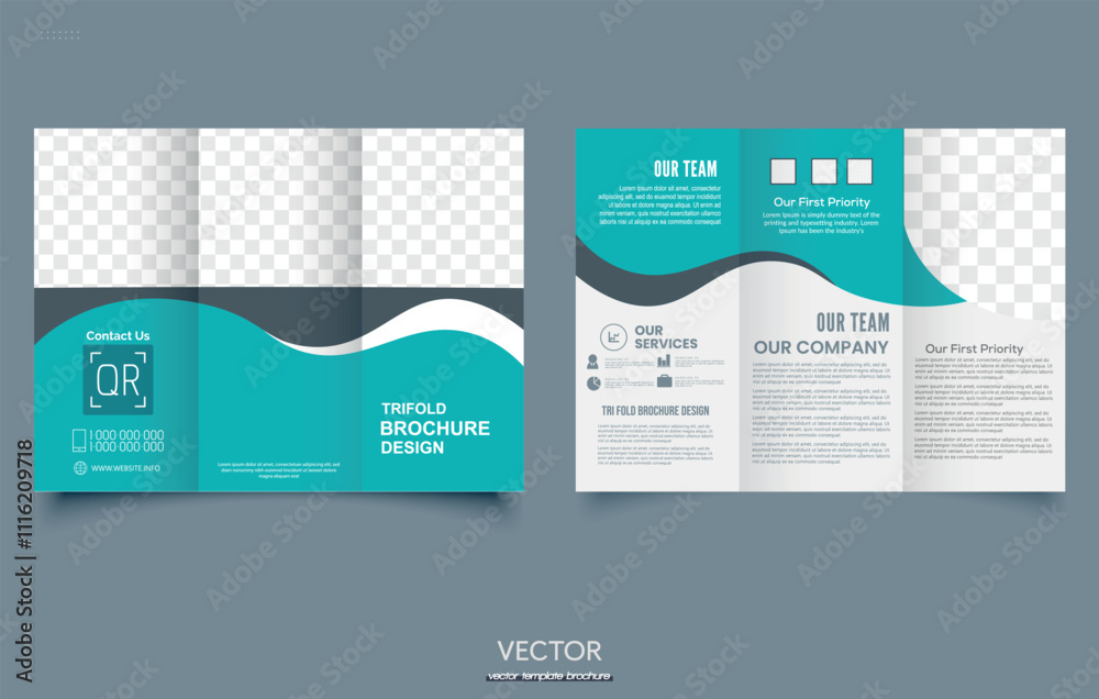 Trifold brochure template, three fold cover page, three fold brochure ...