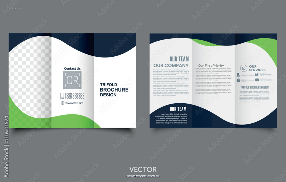 Trifold brochure template, three fold cover page, three fold brochure ...