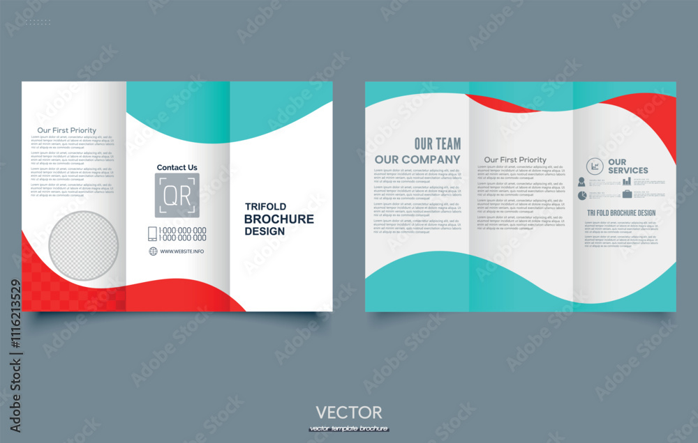Trifold brochure template, three fold cover page, three fold brochure ...