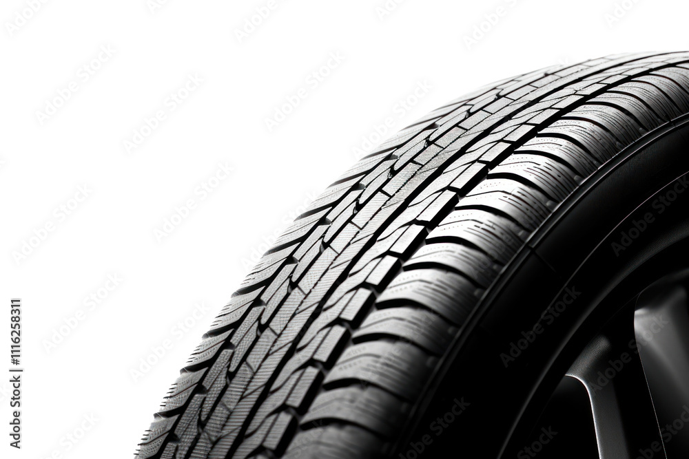 An artistic perspective of a car tire with a focus on the tread ...