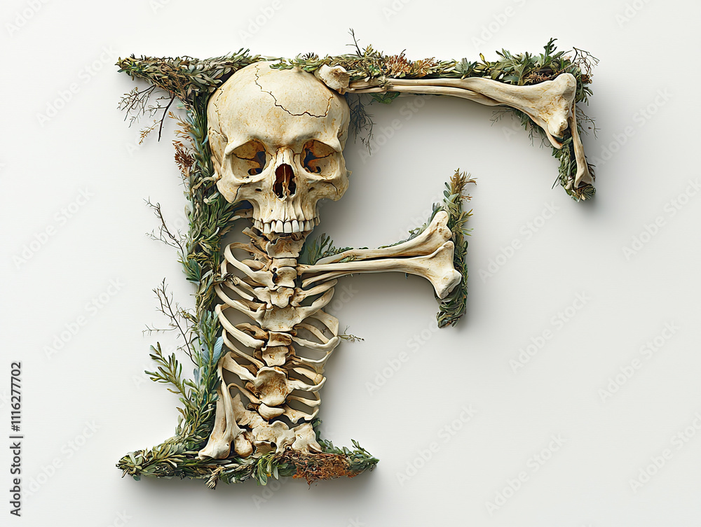 Ilustração alphabet, bones, letters, skeleton, spooky, eerie, creepy ...