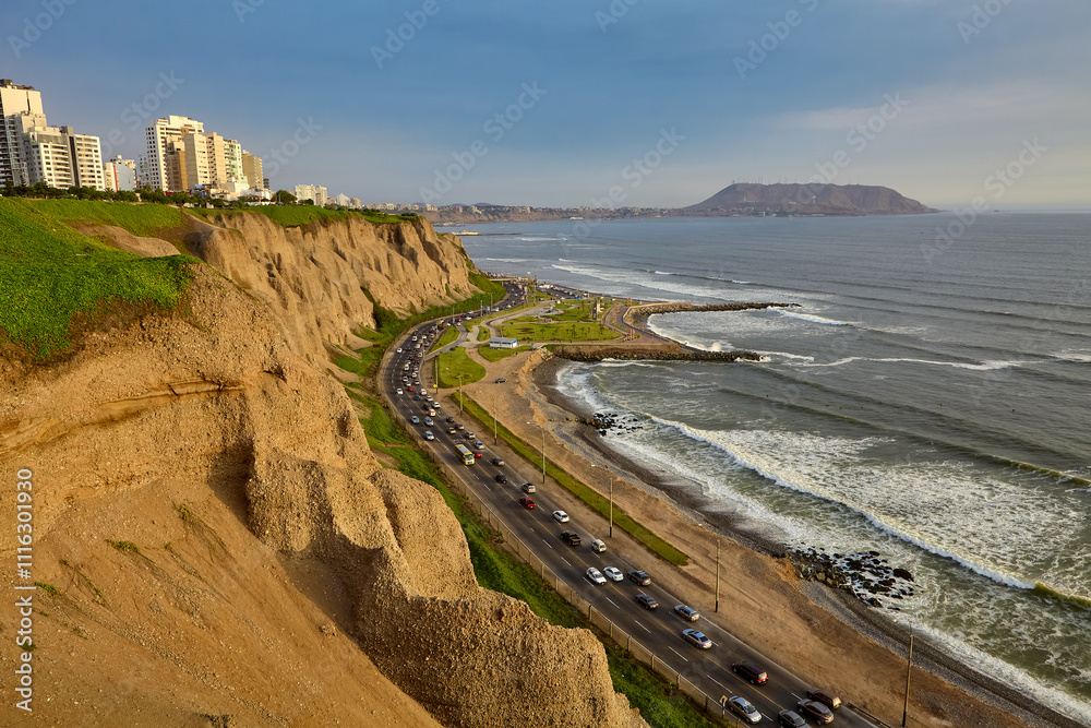Majestic views from Malecón Miraflores . Apu Marcavilca and El Morro ...