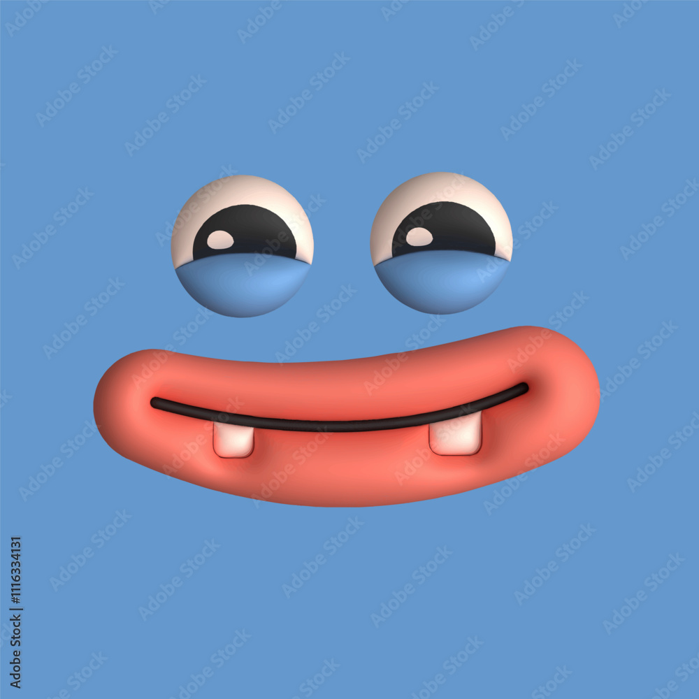 Cute Monster with face expression. Funny character. Inflated ...