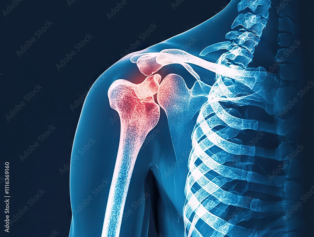 X ray image of shoulder joint showing inflammation and pain in upper ...