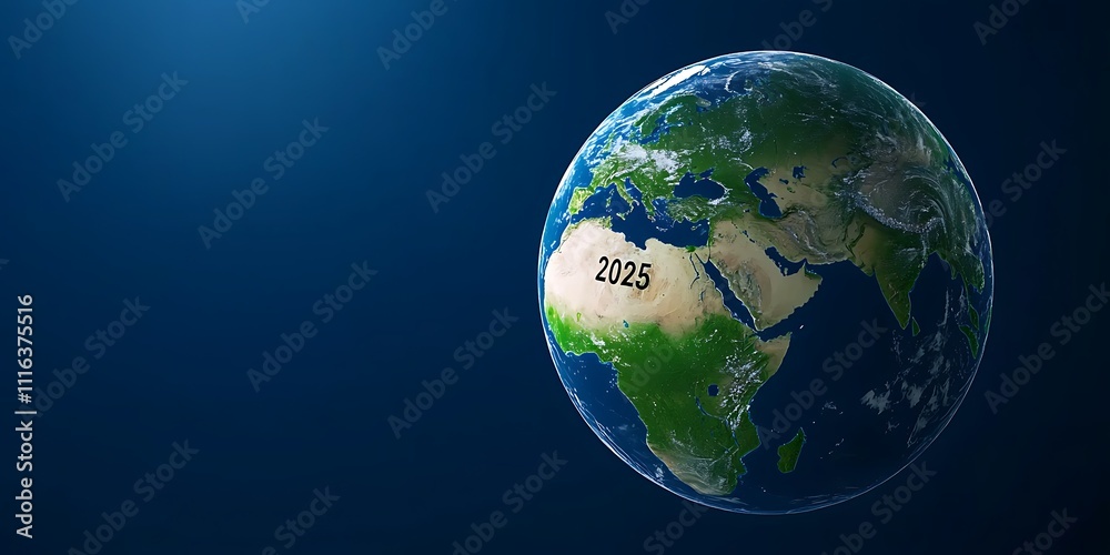2025 business global concept. A digital representation of Earth ...