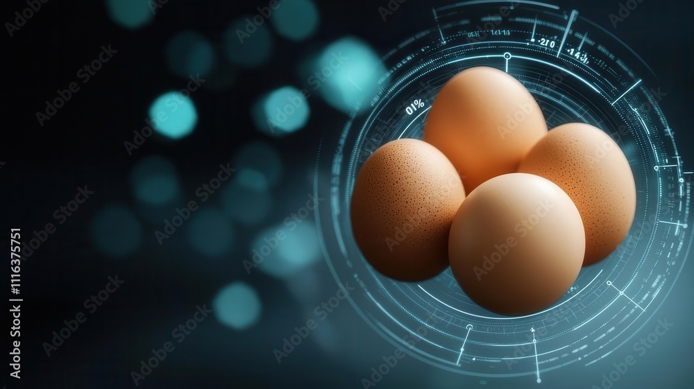 Egg farm concept. A digital visualization of a smart egg farm app ...