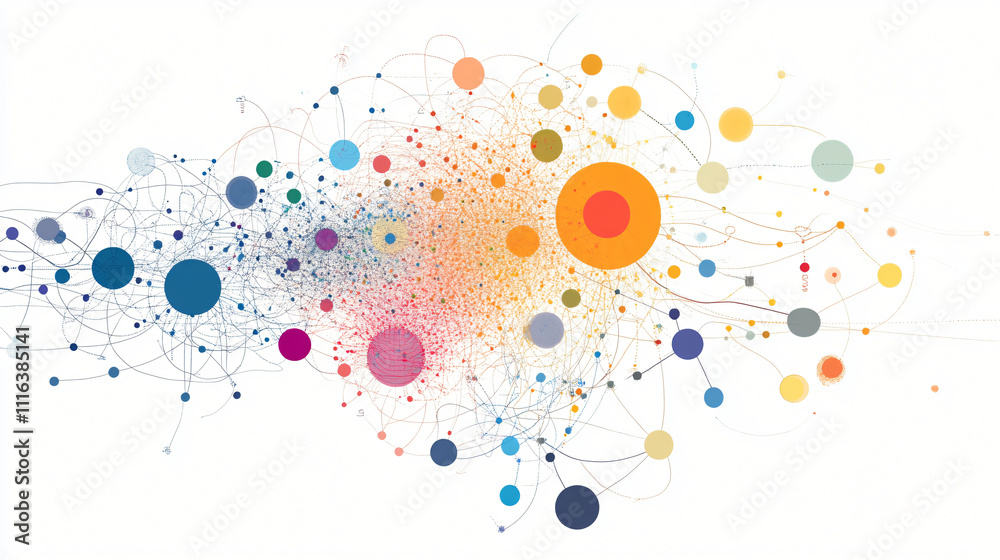 A visual representation of a mind map, with interconnected ideas and ...