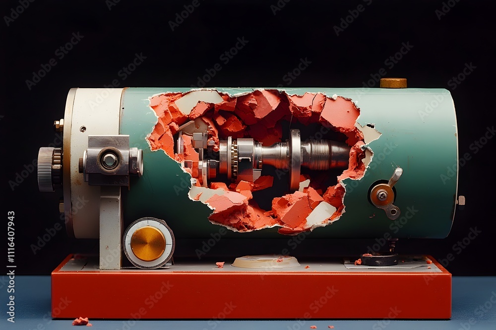 Meticulously illustrated technical schematic or cutaway diagram ...