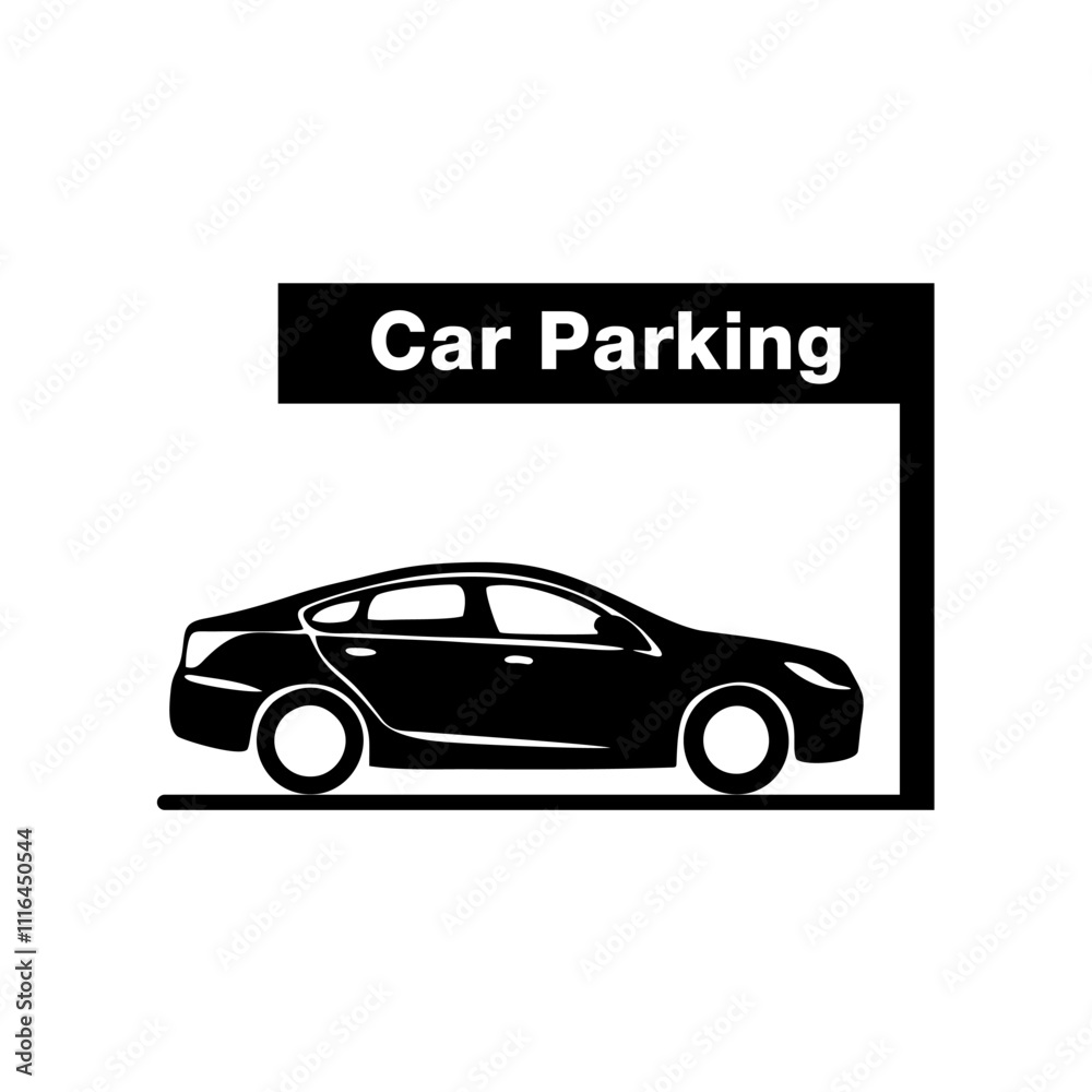 car parking area signage icon black, vector public and private car ...