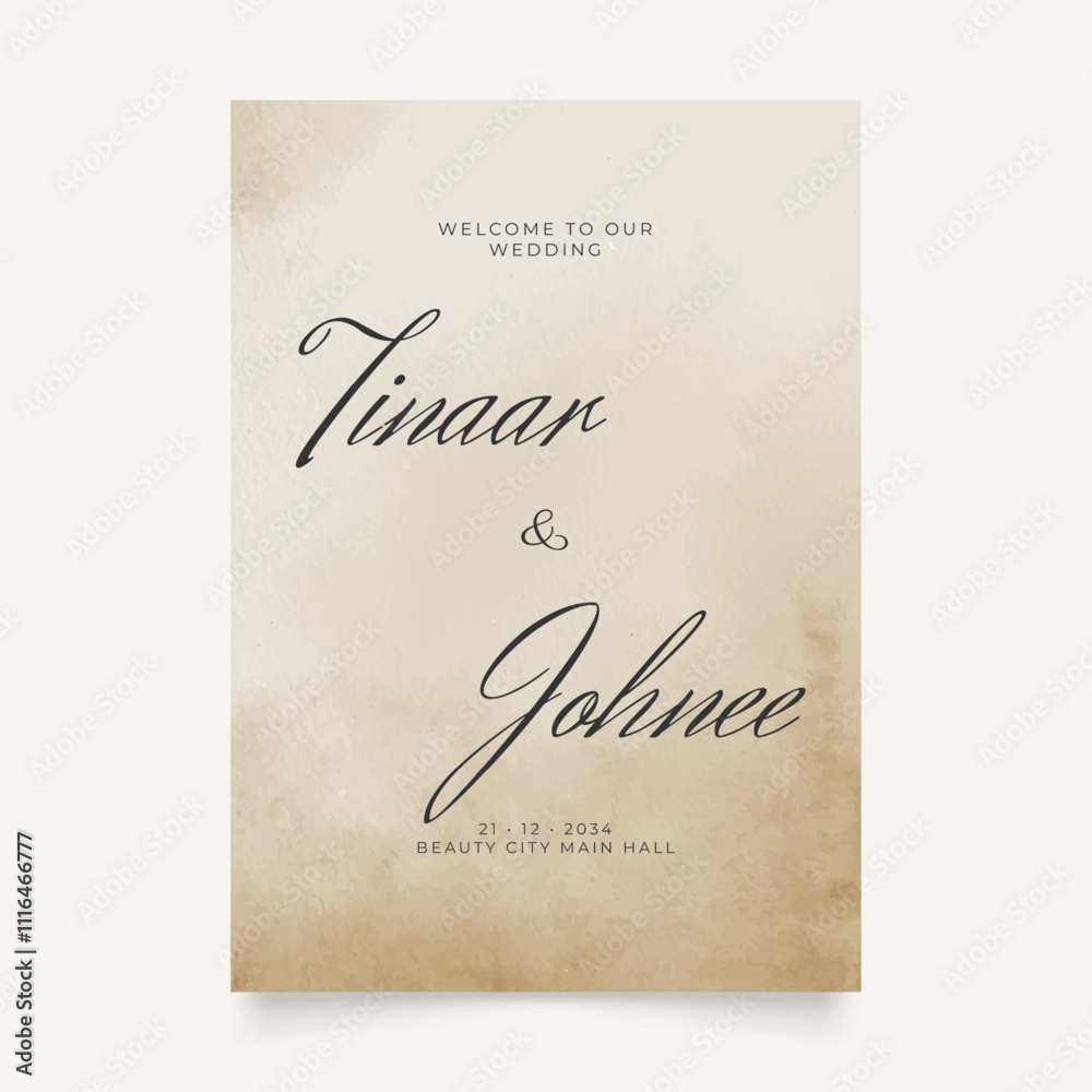 Wedding poster for welcome sign. Vector printable wedding props. Flyer ...