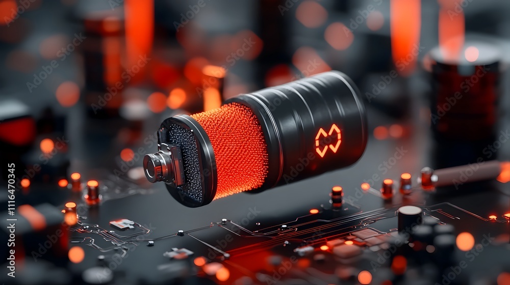 Futuristic 3D rendered of a graphene based supercapacitor showcasing an ...