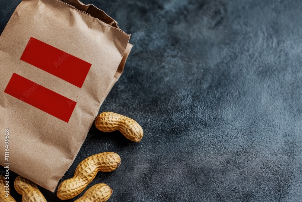 Peanut Allergy Warning Label on Food Packaging with Peanuts Displayed ...