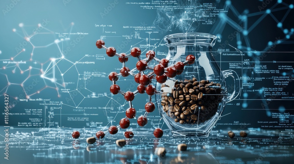Visualizing caffeine molecular structures in a laboratory setting ...