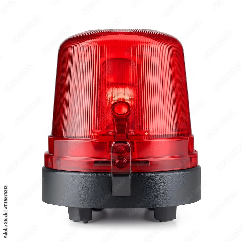 red flashing police car siren light isolated on white transparent ...