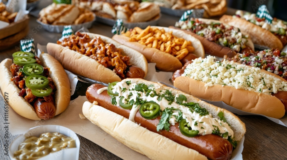 game day food setup, celebrate the super bowl with a fun hot dog bar ...