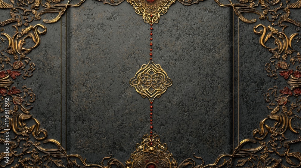 Beautiful Islamic Book with Koran and Rosary on Grey Texture: A Symbol ...