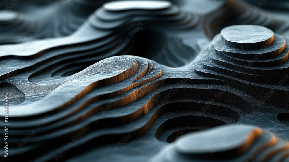 3d stylized topographic map with vibrant dark gradients showing ...
