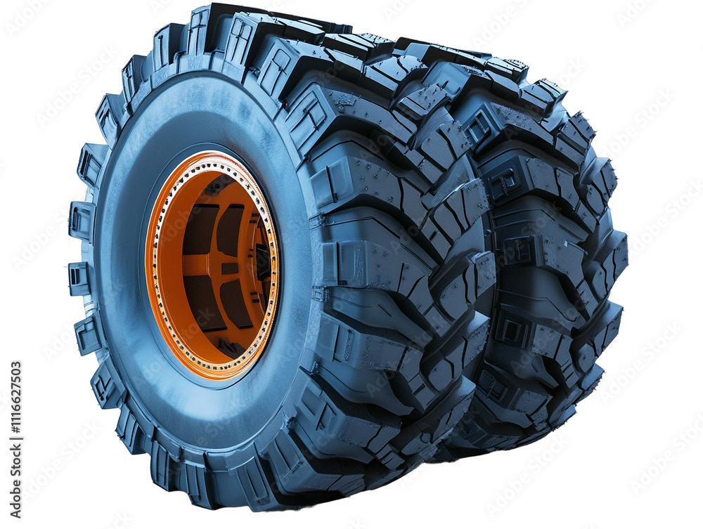 rugged off-road tires, industrial design, highly detailed, blue and ...