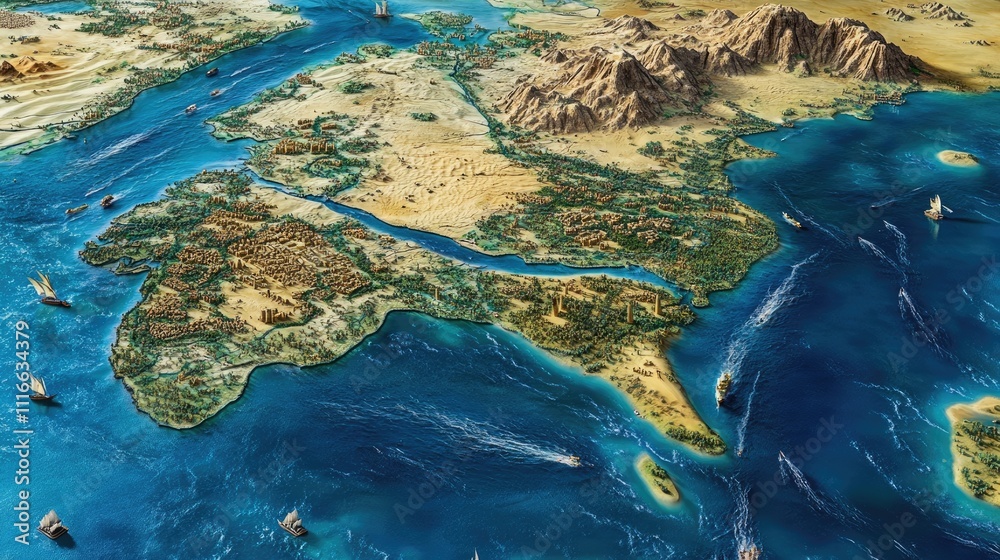 "Detailed map of Egypt showing the Nile River and surrounding desert ...