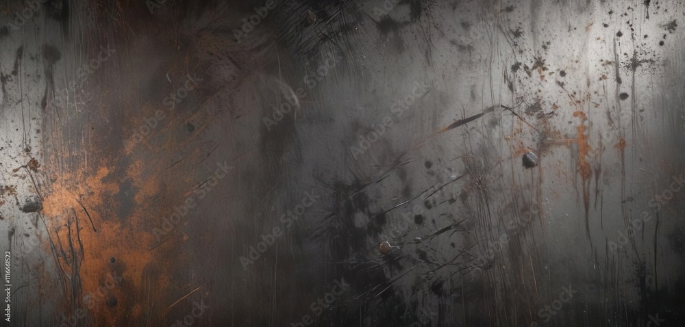 Distressed metal background with scattered scratches and rust spots ...