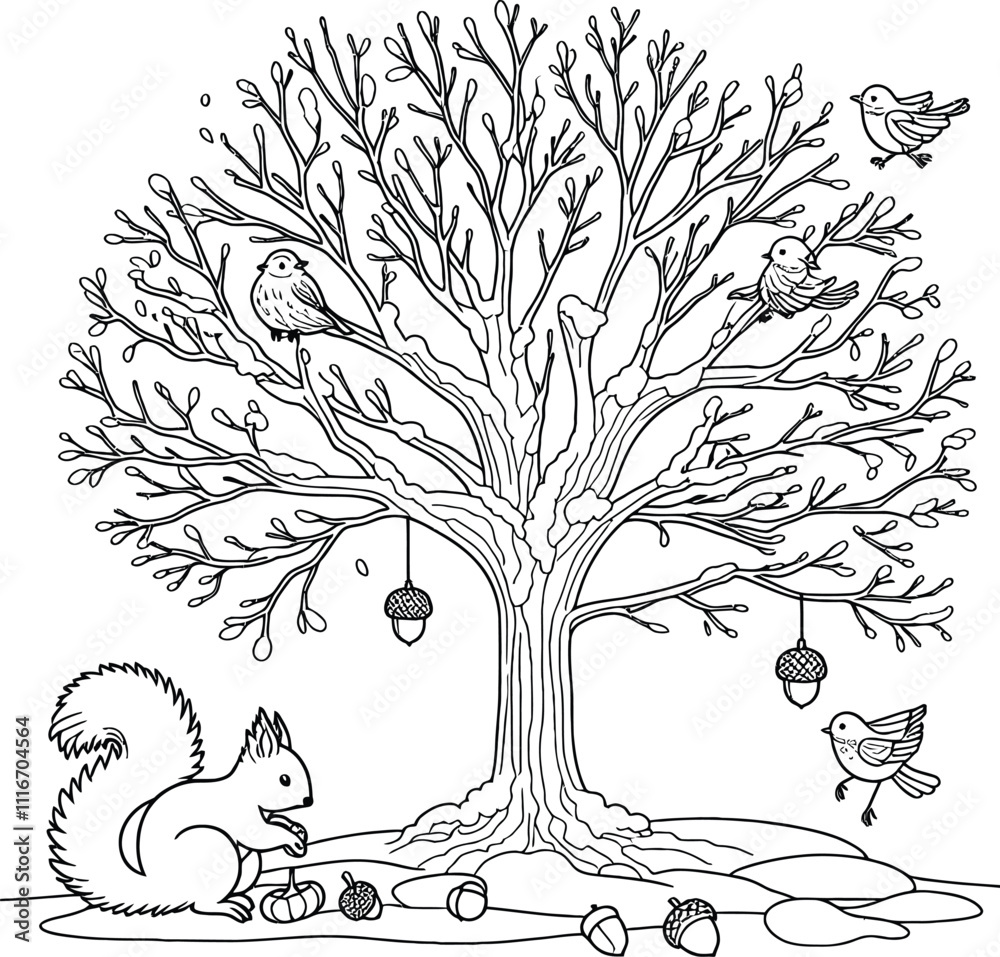 Sparkling Winter Night Sky coloring pages, Magical Snowy Forest ...