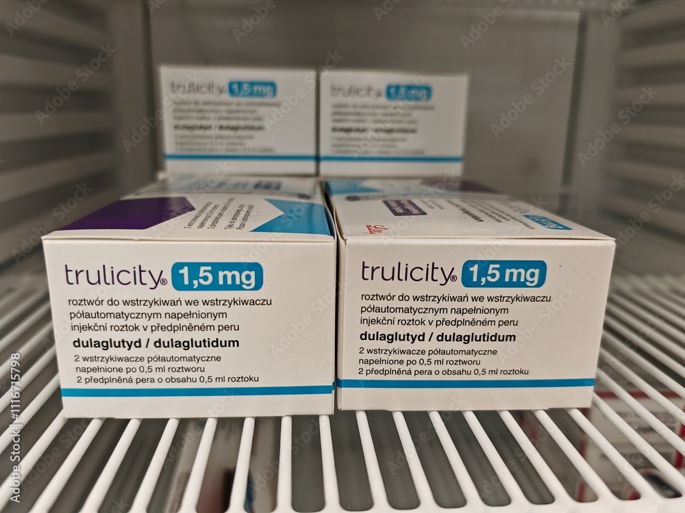 Prague,Czech republic-December 5 2024:box of TRULICITY 1,5 mg Eli lilly ...