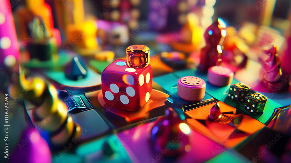 Classic board game aesthetic with a focus on vibrant colors and ...